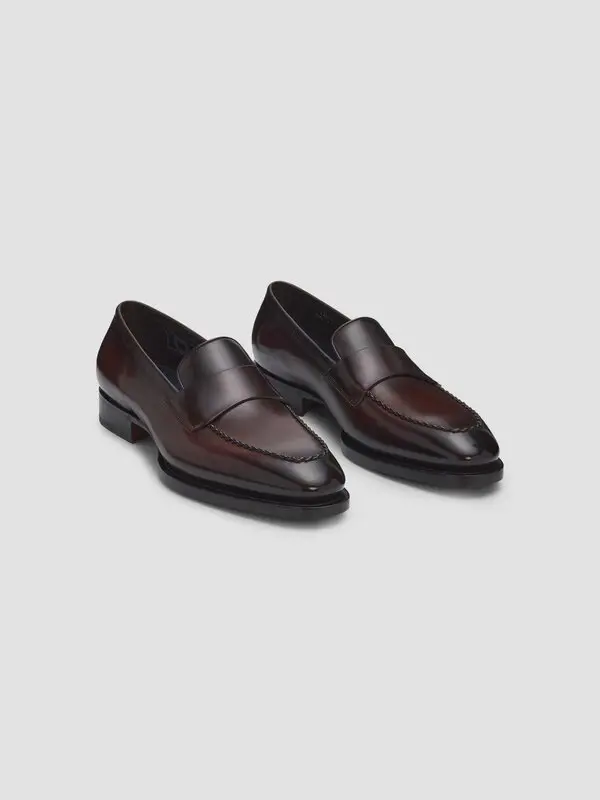 Santoni Arco Leather Loafers - Dark Brown
