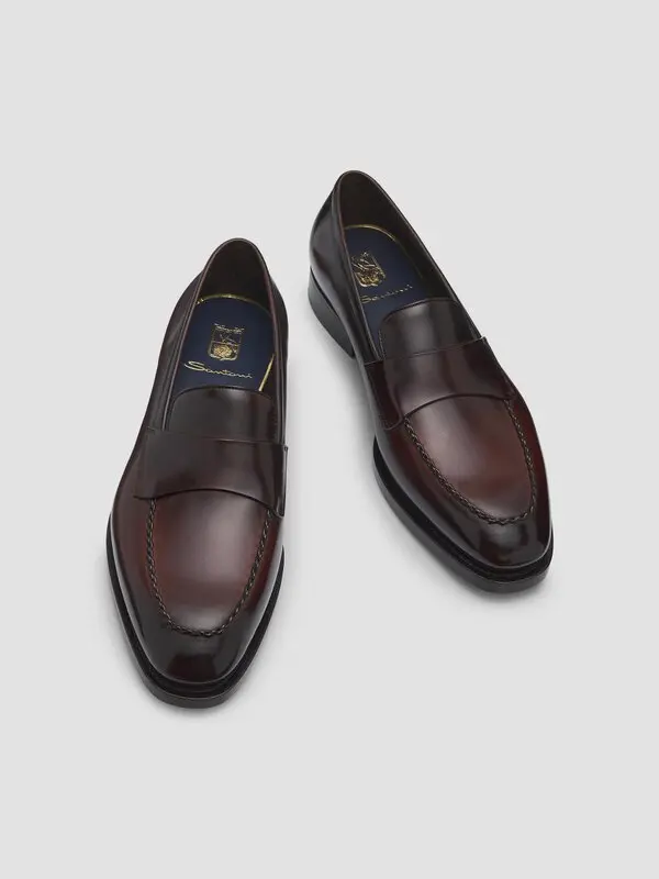 Santoni Arco Leather Loafers - Dark Brown