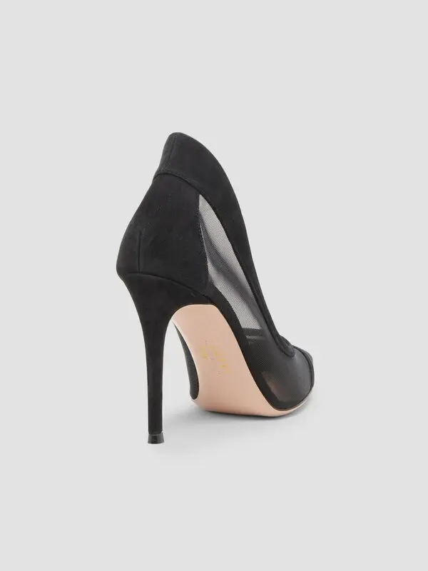 GIANVITO ROSSI 95mm Mesh & Suede Pumps - Black