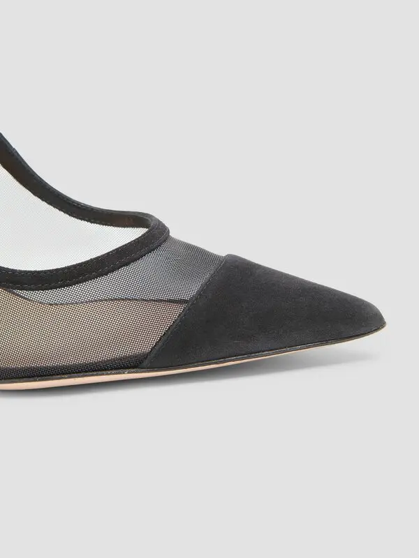 GIANVITO ROSSI 95mm Mesh & Suede Pumps - Black