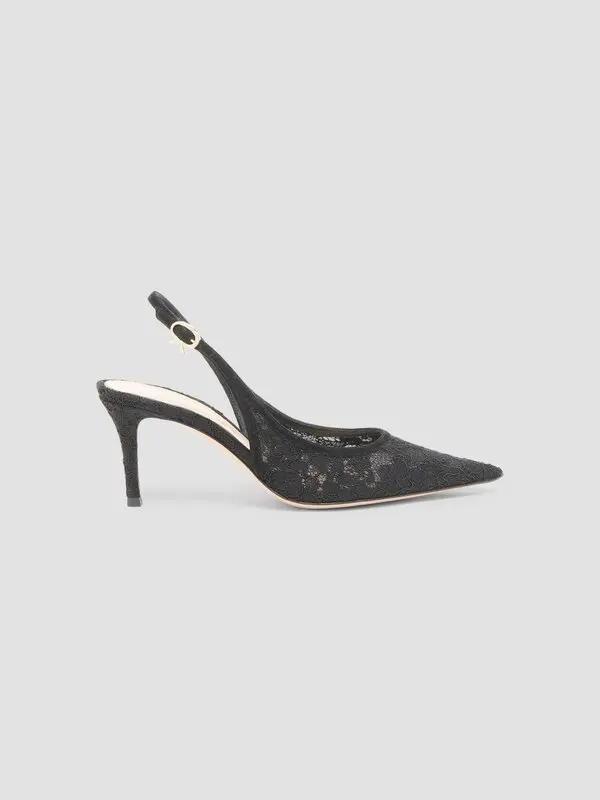 GIANVITO ROSSI Lyon 70mm Lace & Suede Slingback Pumps