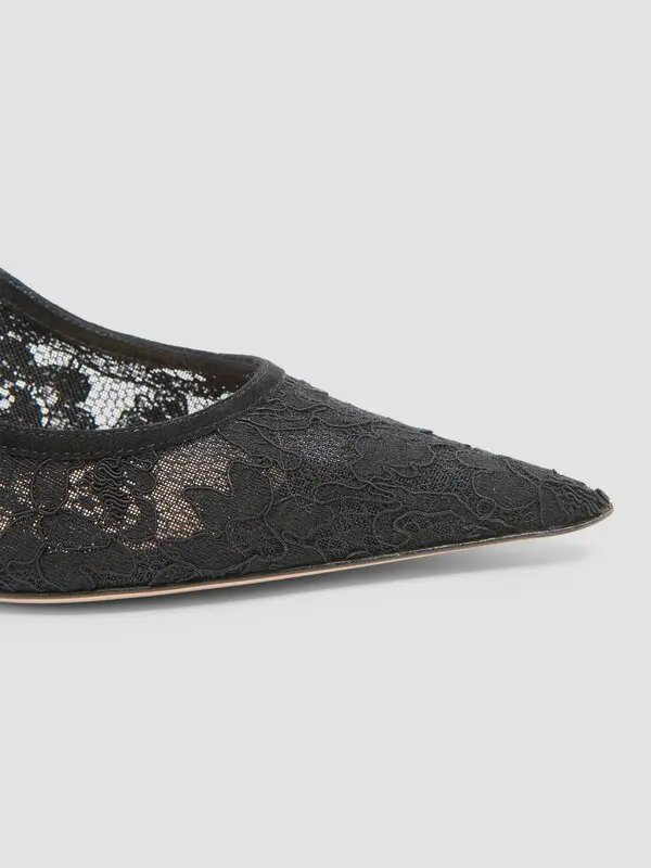 GIANVITO ROSSI Lyon 70mm Lace & Suede Slingback Pumps