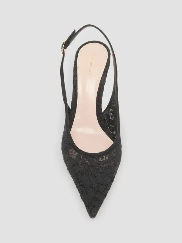 GIANVITO ROSSI Lyon 70mm Lace & Suede Slingback Pumps