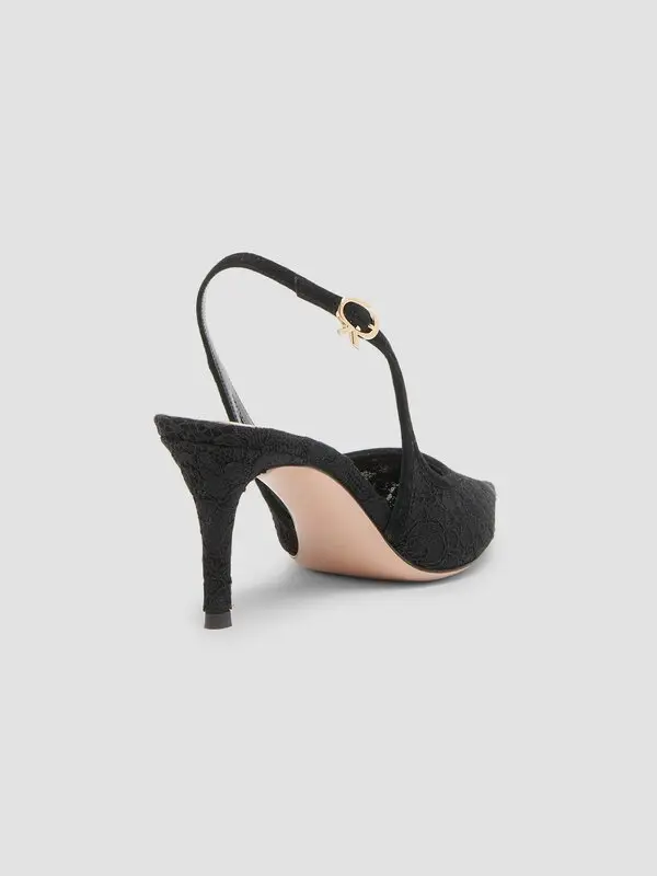 GIANVITO ROSSI Lyon 70mm Lace & Suede Slingback Pumps