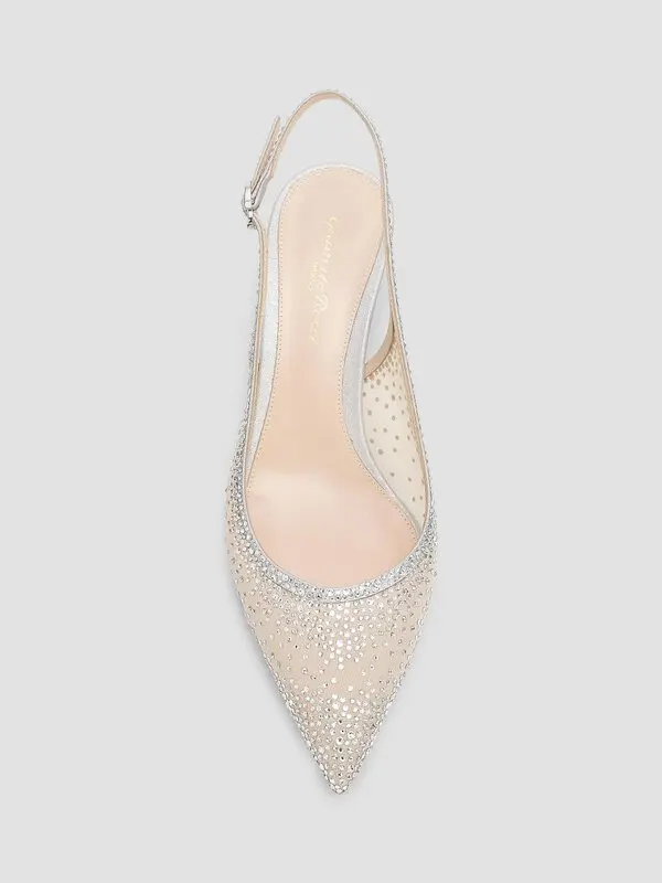 GIANVITO ROSSI Regina 55mm Kitten Heel Slingback Pumps - Silver