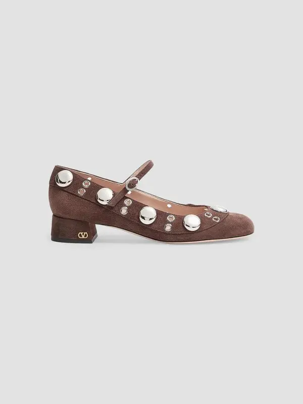 Valentino Garavani Nellcôte Mary-jane 30mm Pumps In Crust Leather - Testa Di Moro