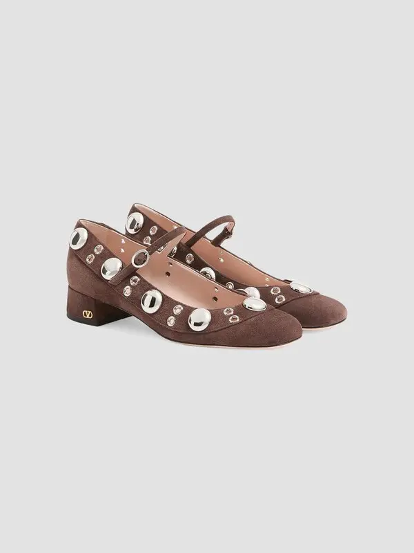 Valentino Garavani Nellcôte Mary-jane 30mm Pumps In Crust Leather - Testa Di Moro