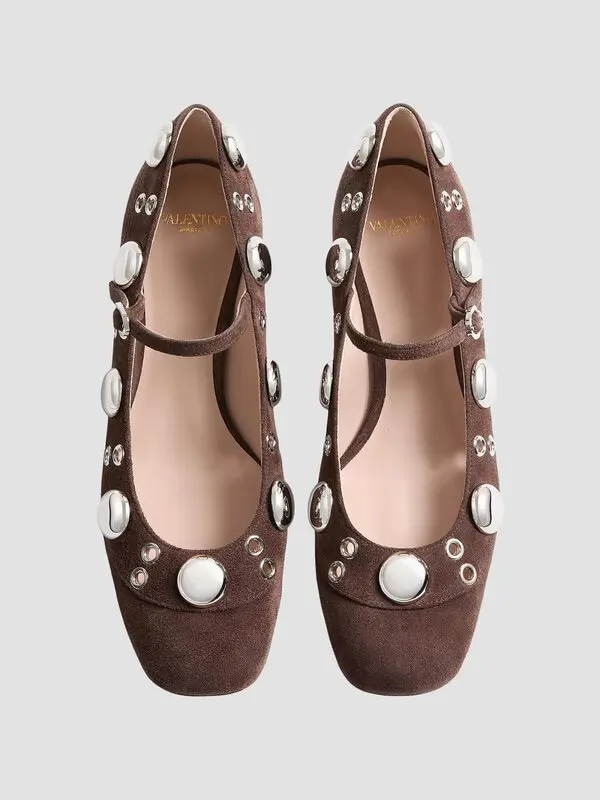 Valentino Garavani Nellcôte Mary-jane 30mm Pumps In Crust Leather - Testa Di Moro