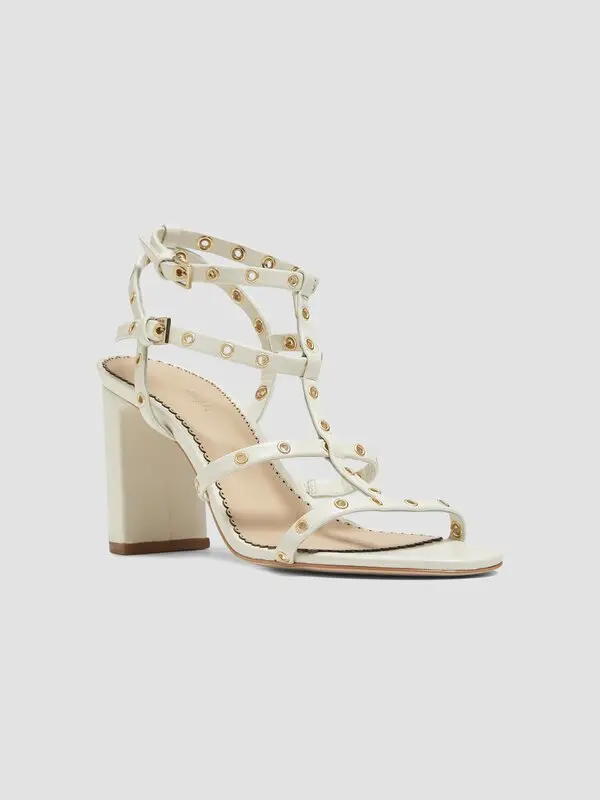 Cinq À Sept Maisie Grommet Strappy Leather Block Sandals - Ivory