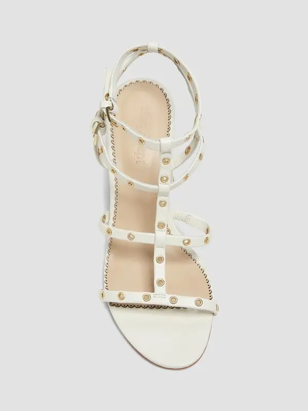 Cinq À Sept Maisie Grommet Strappy Leather Block Sandals - Ivory