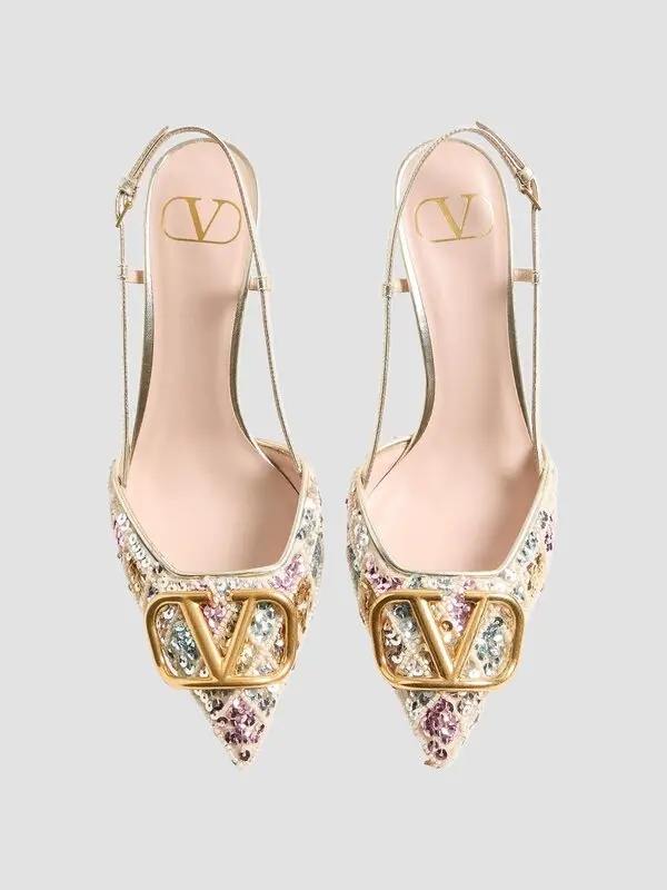 Valentino Garavani Vlogo Signature 80mm Slingback Pumps Décollet