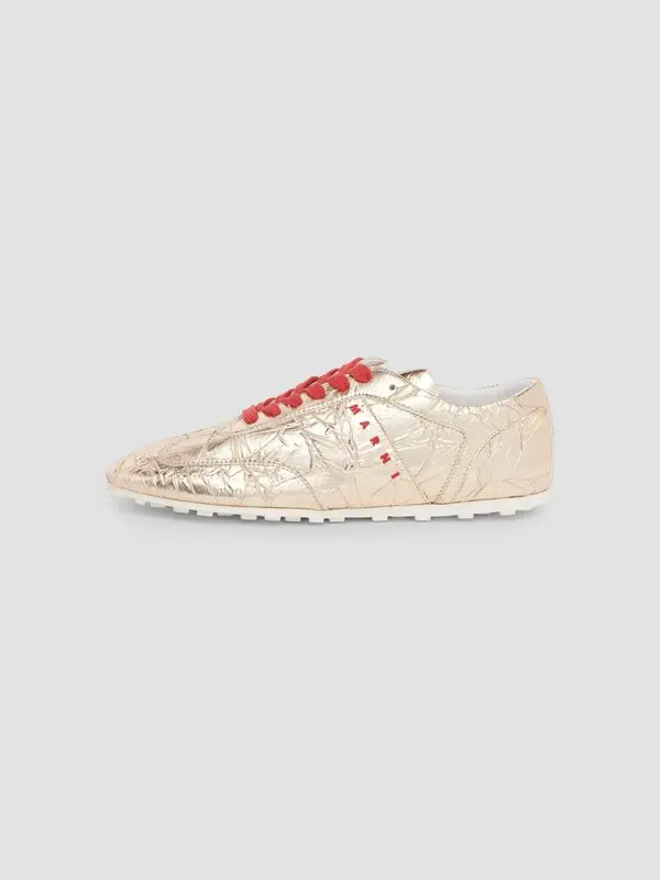 Marni Metallic Crinkle Low-top Sneakers - Silver
