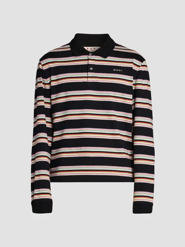 Marni Striped Cotton Slim-fit Polo Shirt