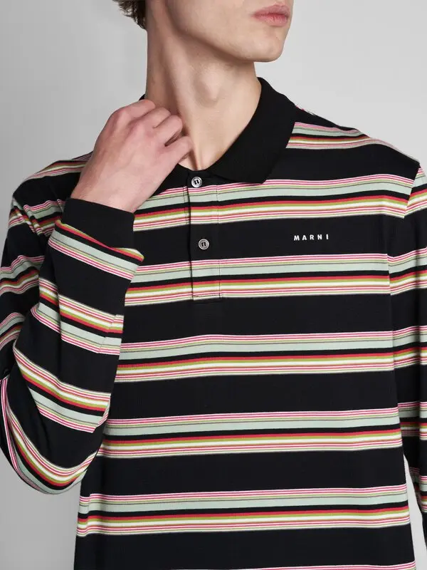 Marni Striped Cotton Slim-fit Polo Shirt