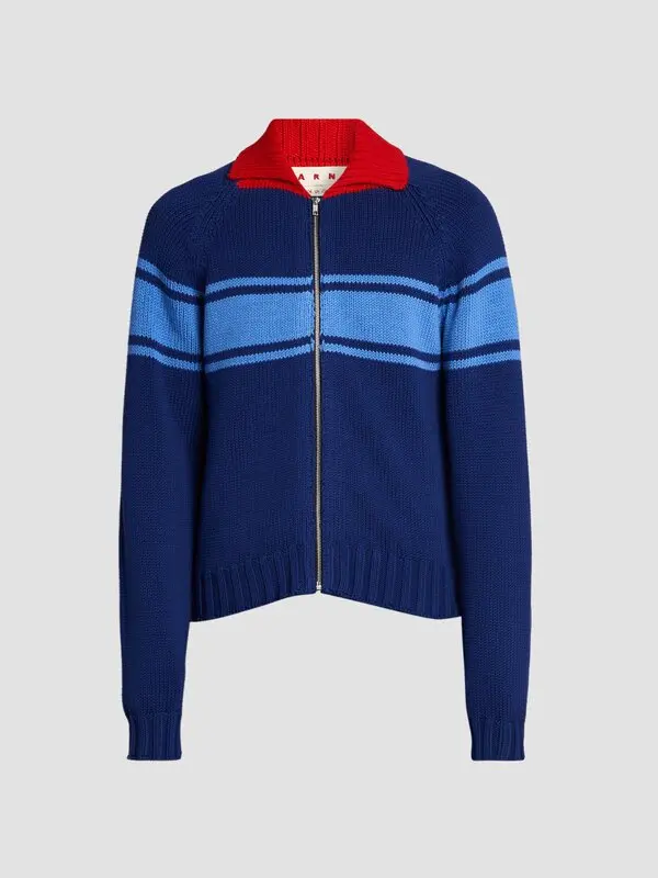 Marni Colorblocked Cotton Zip-front Cardigan