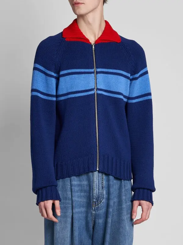 Marni Colorblocked Cotton Zip-front Cardigan