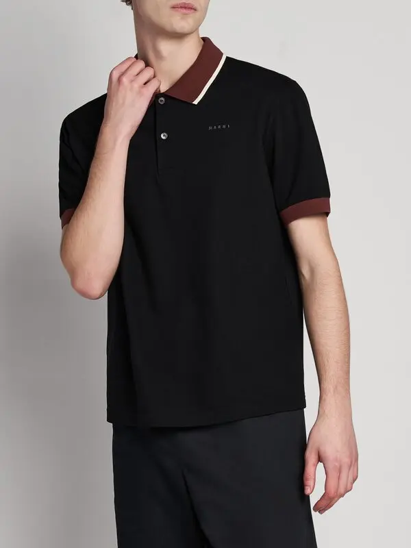 Marni Slim-fit Cotton Polo Shirt - Black
