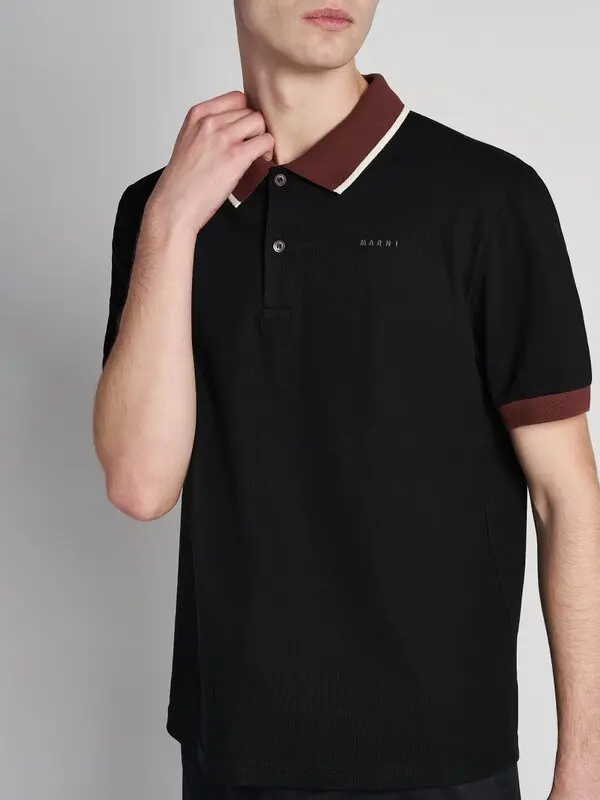 Marni Slim-fit Cotton Polo Shirt - Black
