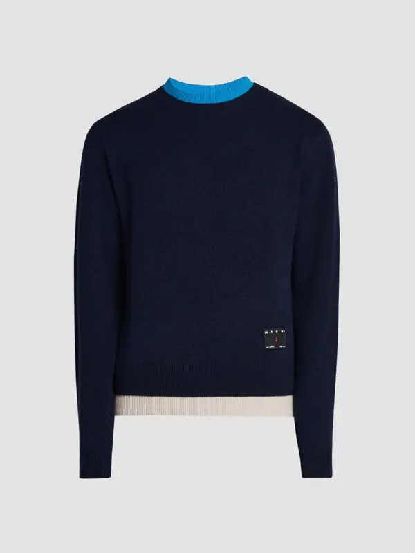 Marni Contrast Trim Cashmere Crewneck Sweater