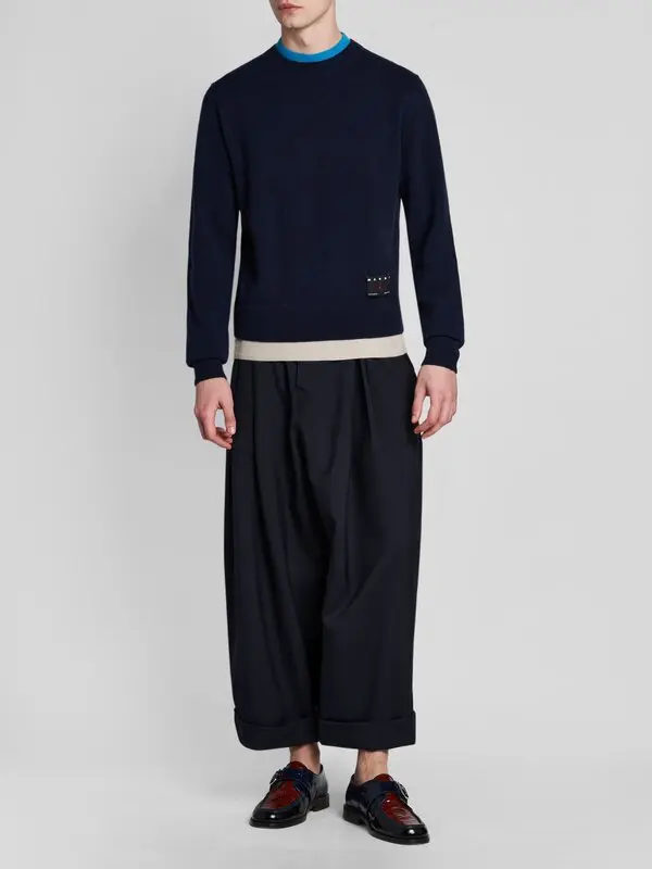 Marni Contrast Trim Cashmere Crewneck Sweater