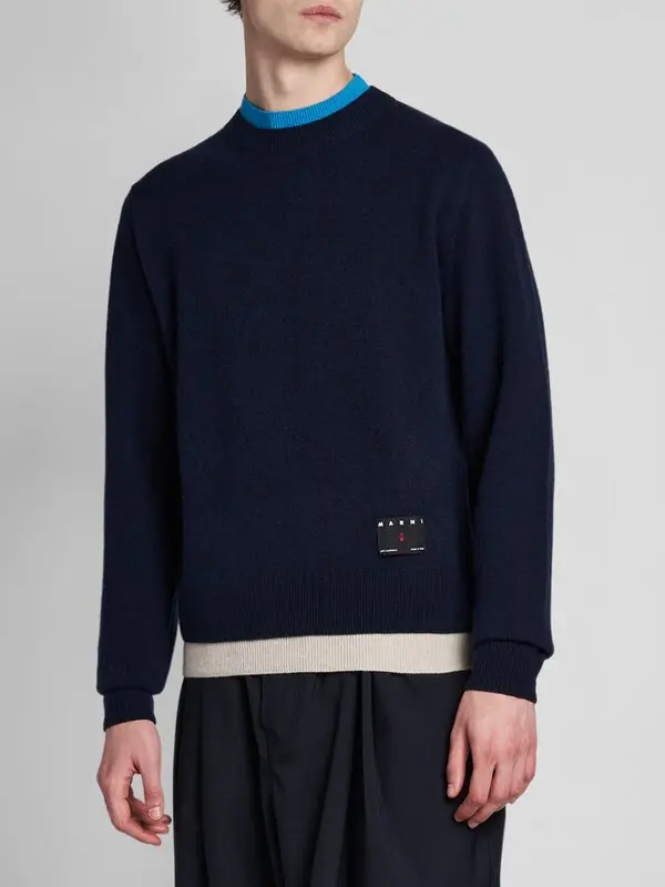 Marni Contrast Trim Cashmere Crewneck Sweater