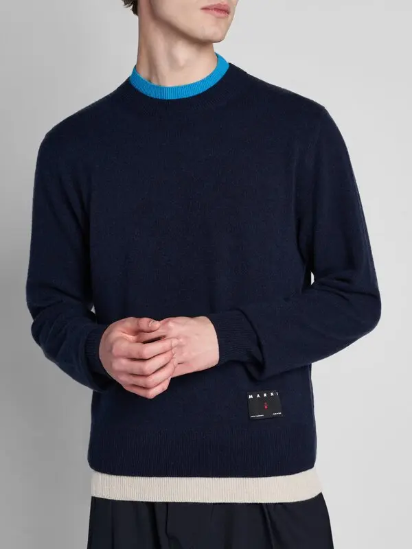 Marni Contrast Trim Cashmere Crewneck Sweater