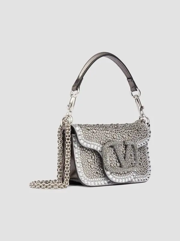 Valentino Garavani Small Locò Top Handle Bag With Rhinestones