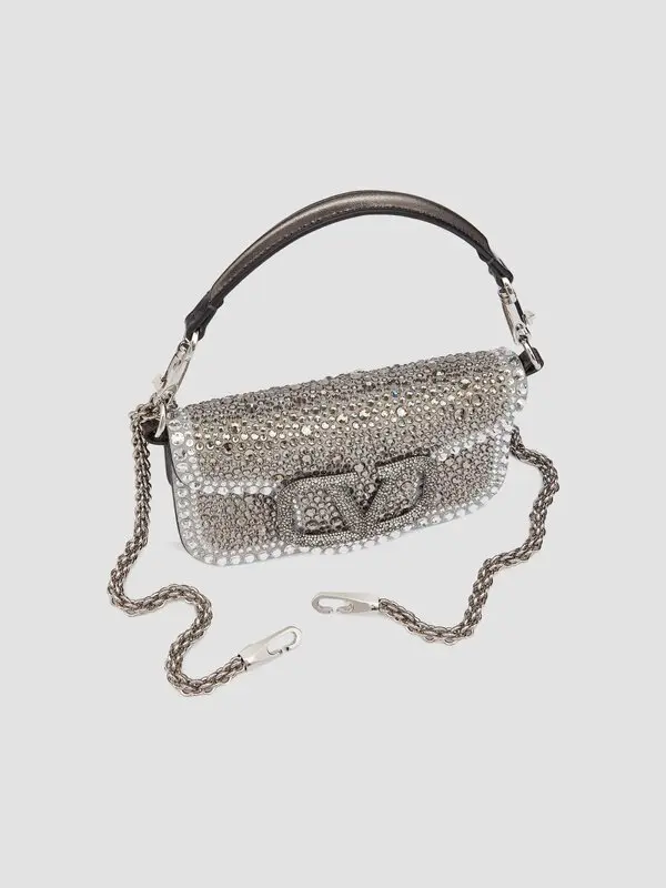 Valentino Garavani Small Locò Top Handle Bag With Rhinestones