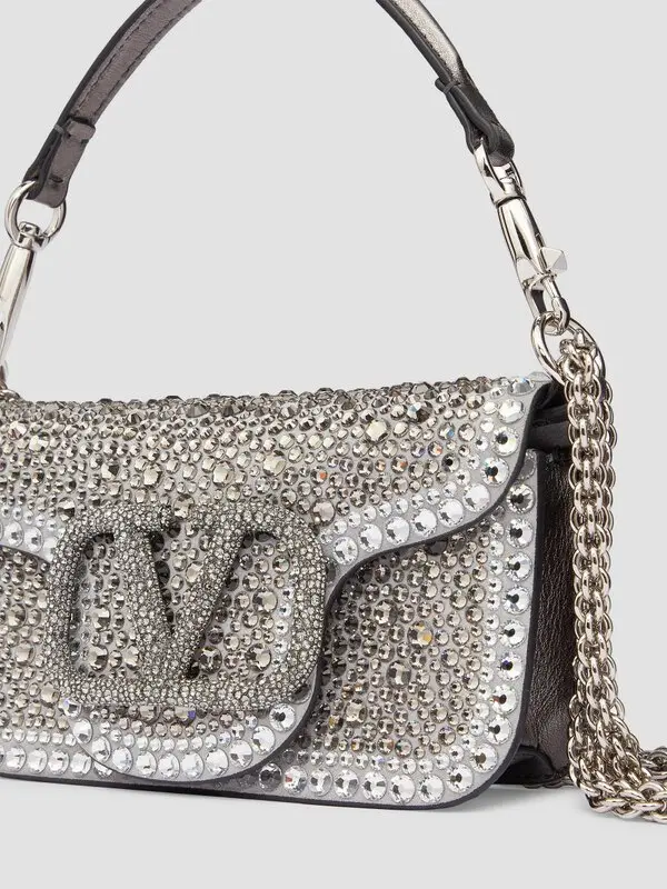 Valentino Garavani Small Locò Top Handle Bag With Rhinestones