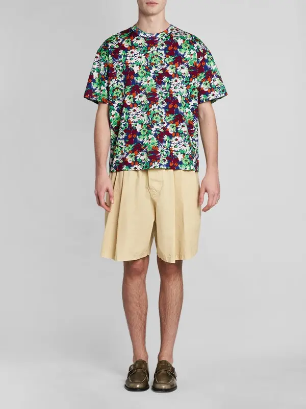 Marni Pleated Cotton Shorts - Corn