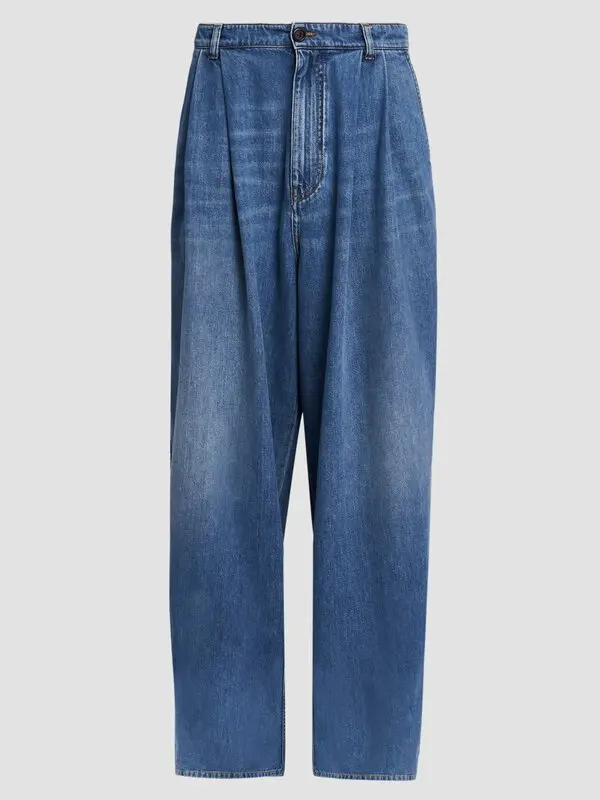 Marni Pleated-front High-rise Wide-leg Jeans - Ocean