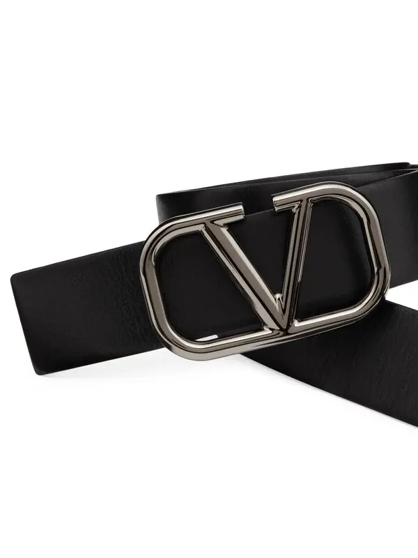 Valentino Garavani Vlogo Signature Calfskin Belt Mm - Black
