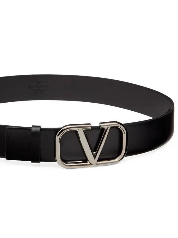 Valentino Garavani Vlogo Signature Calfskin Belt Mm - Black