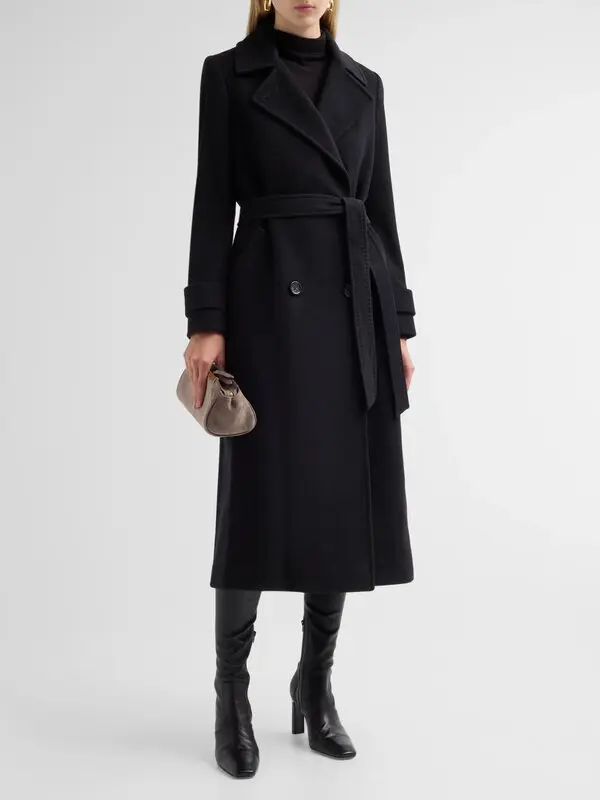 Cinzia Rocca Virgin Wool Double-breasted Longline Coat - Black