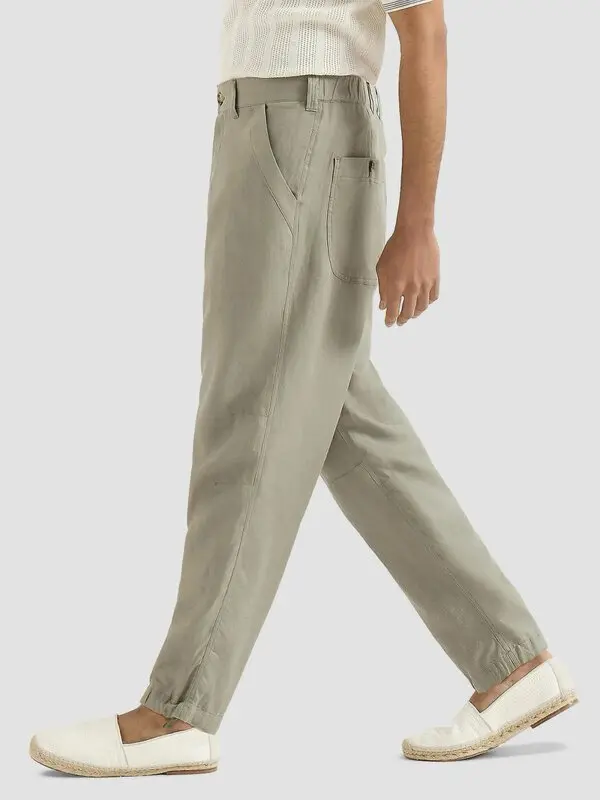 Brunello Cucinelli Linen Micro Chevron Trousers With Drawstrings - Sage