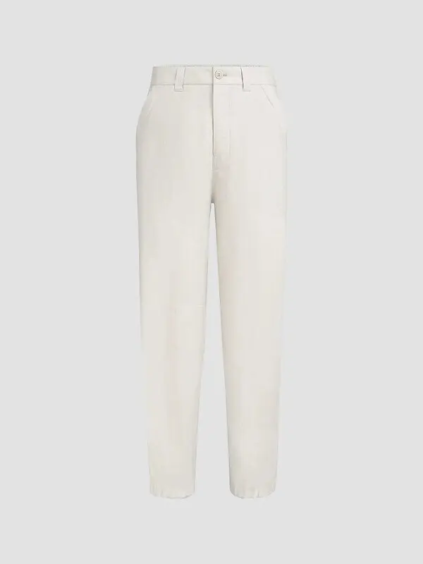 Brunello Cucinelli Linen Micro Chevron Trousers With Drawstrings - Shell