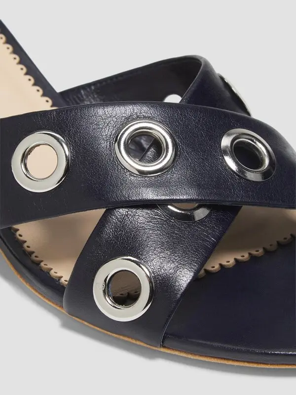 Cinq À Sept Maya Crisscross Grommet Leather Sandals - Navy