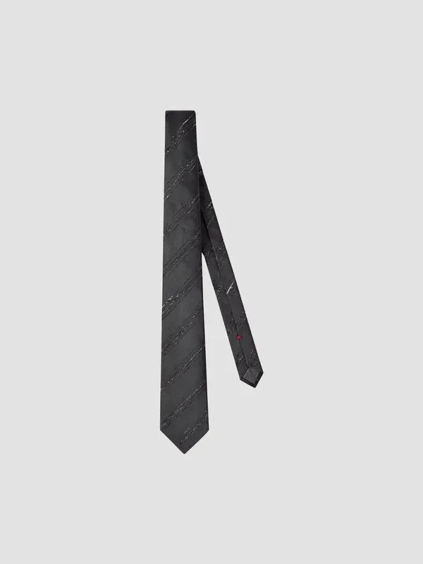 Brunello Cucinelli Slubbed Stripes Silk And Cotton Tie