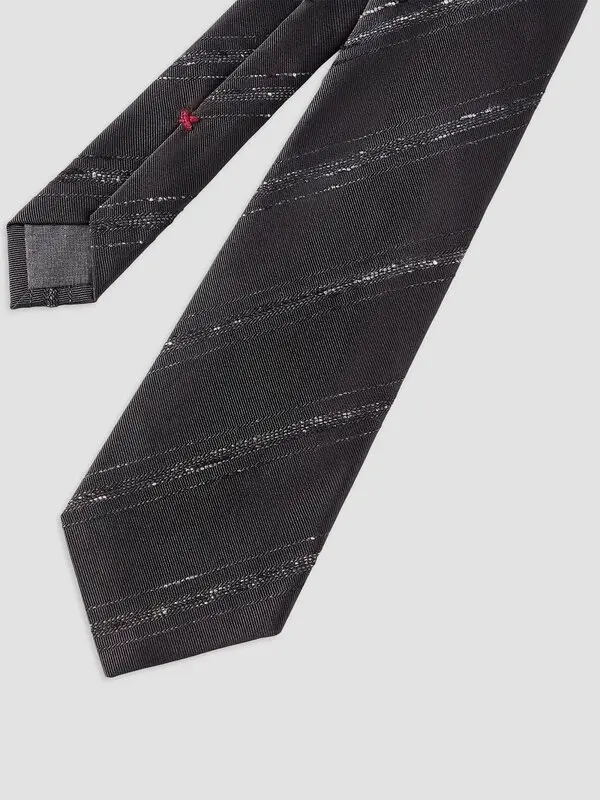 Brunello Cucinelli Slubbed Stripes Silk And Cotton Tie