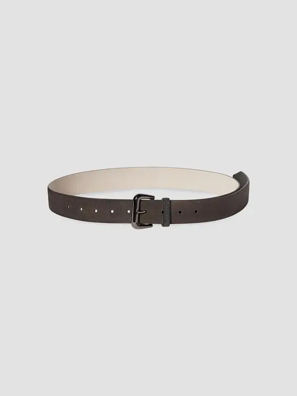 Brunello Cucinelli Suede Belt With Shiny Loop - Brown