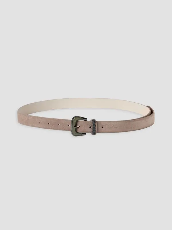 Brunello Cucinelli Suede Belt With Shiny Loop - Light Brown