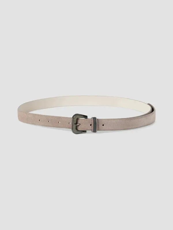 Brunello Cucinelli Suede Belt With Shiny Loop - Light Brown