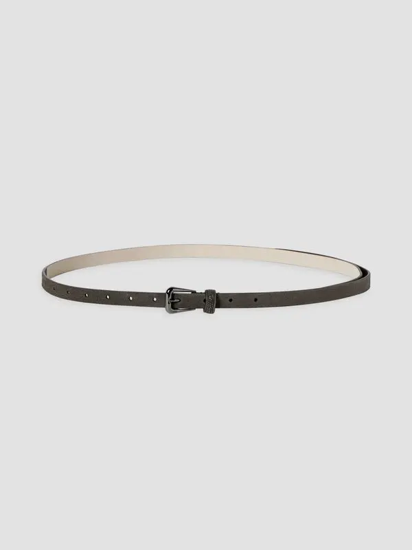 Brunello Cucinelli Suede Belt With Shiny Loop - Pepper