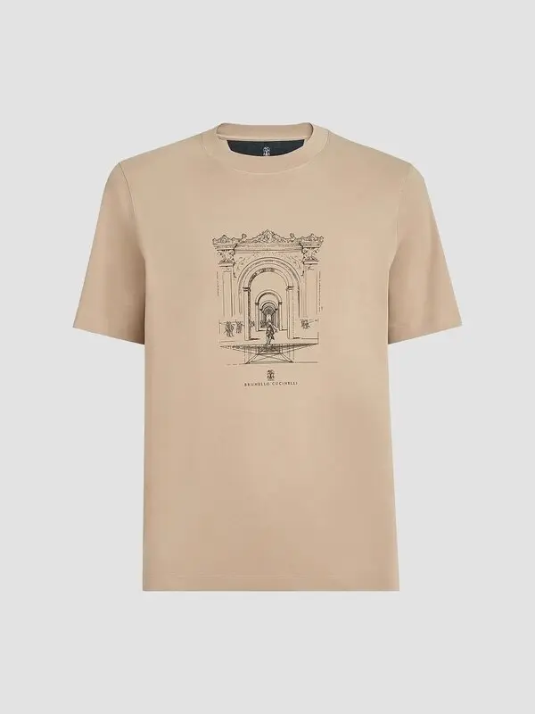 Brunello Cucinelli Cotton Interlock Crewneck T-shirt With Print
