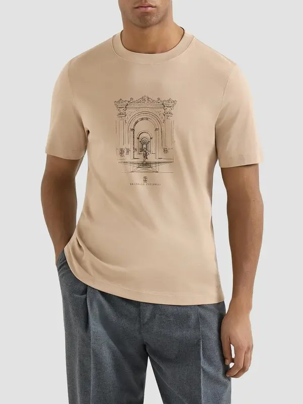 Brunello Cucinelli Cotton Interlock Crewneck T-shirt With Print