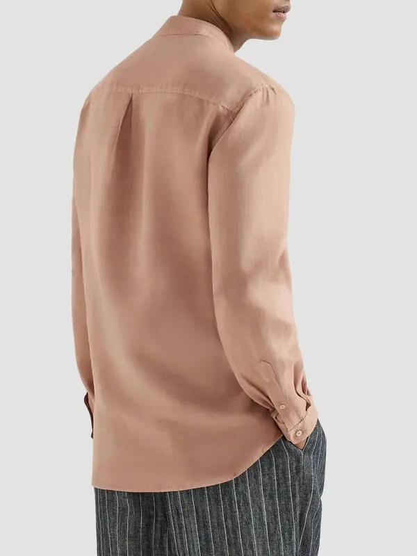 Brunello Cucinelli Gart Dyed Easy Fit Shirt In Cotton And Linen Pinpoint