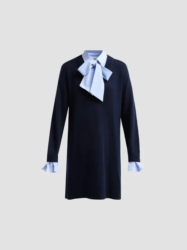 Cinq À Sept Tammy Knit Mini Dress - Navy Rain Cloud