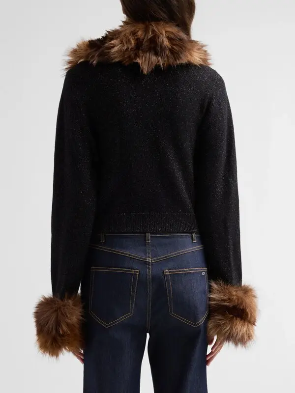 Cinq À Sept Della Faux-fur-trimmed Wool-blend Cardigan