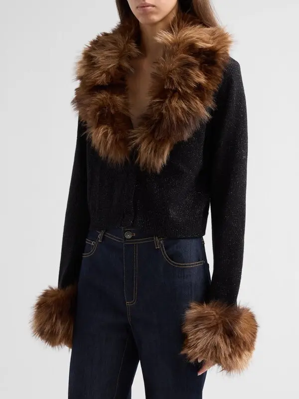 Cinq À Sept Della Faux-fur-trimmed Wool-blend Cardigan