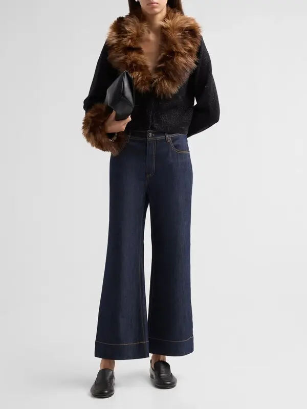 Cinq À Sept Della Faux-fur-trimmed Wool-blend Cardigan